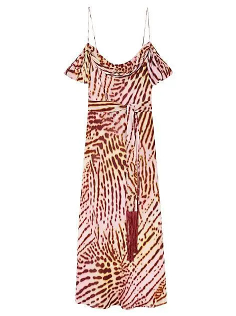 Whistles Orchid-print Woven Midi Dress With Scarf - Multi-coloured