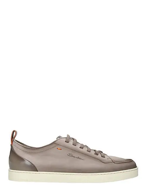 Santoni Monte Carlo Nubuck Leather Trainers - Taupe