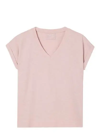 Whistles Willa V-neck Cotton-jersey T-shirt - Pale Pink