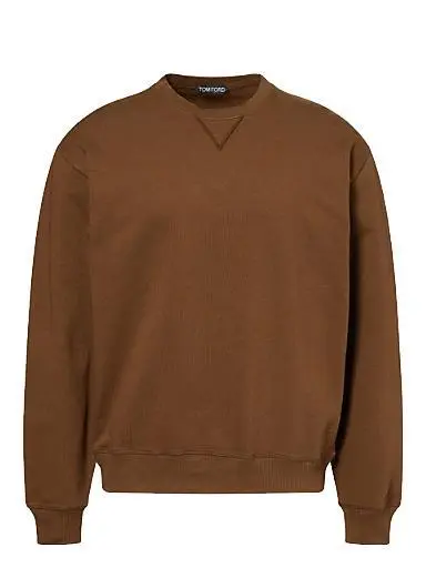 TOM FORD Relaxed-fit Crew-neck Cotton Sweatshirt - Bronze Olive