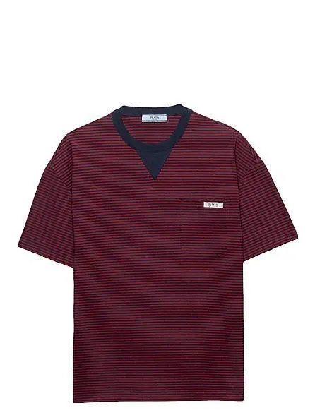 Prada Oversized Stripe-print Cotton-jersey T-shirt - Burgundy