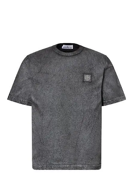 Stone Island Brand-patch Reflective Cotton T-shirt - Black