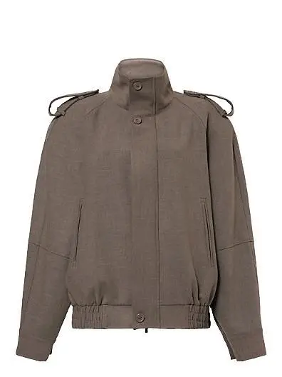 THE FRANKIE SHOP Padded Double-weave Blouson Jacket - Taupe Melange