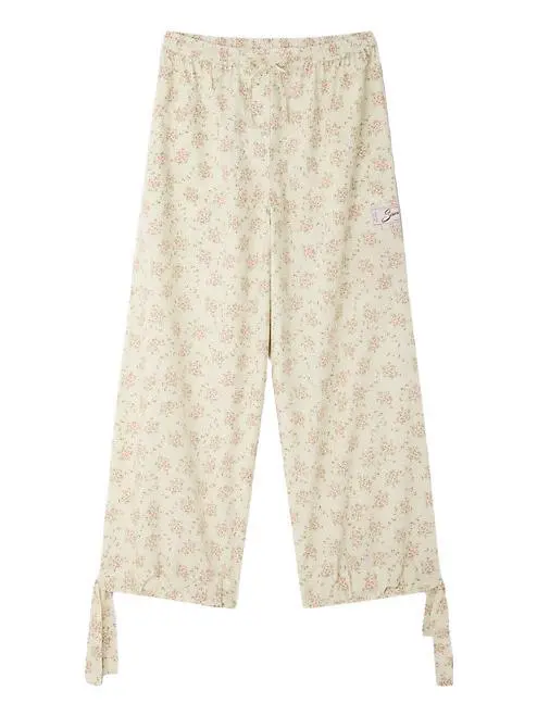 Sandro Floral Wide-leg Cotton Trousers - Pink / Green