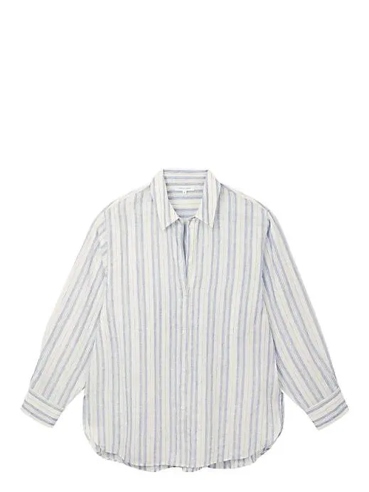 THE WHITE COMPANY Striped Oversized Linen Shirt - Bluestripe
