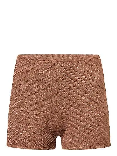 Devon Windsor Metallic Knit Shorts - Truffle