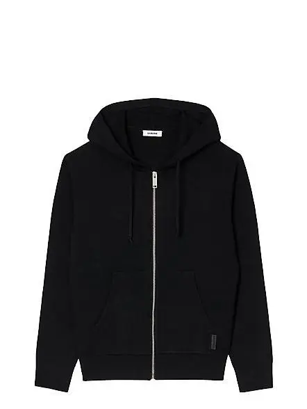 Sandro Oversized-fit Zip-up Jersey-knit Hoodie - Black