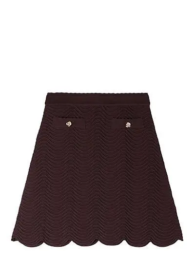 Sandro Decorative Button-embellished Stretch-knit Mini Skirt - Brown