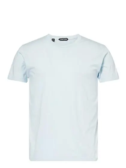 TOM FORD Relaxed-fit Crew-neck Cotton And Silk-blend T-shirt - Ice Blue