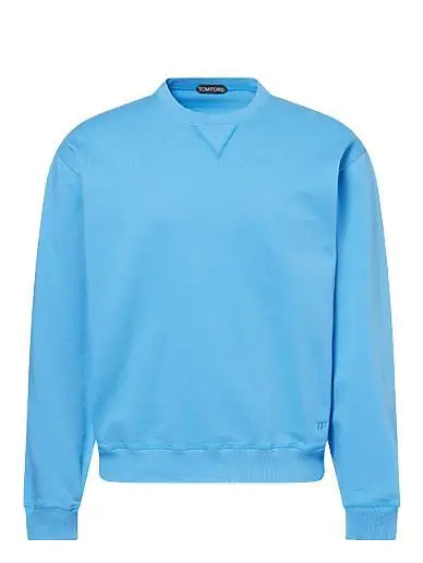TOM FORD Relaxed-fit Crew-neck Cotton Sweatshirt - Azure Blue