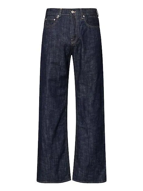 Jacquemus Logo-patch Wide-leg Denim Jeans - Navy