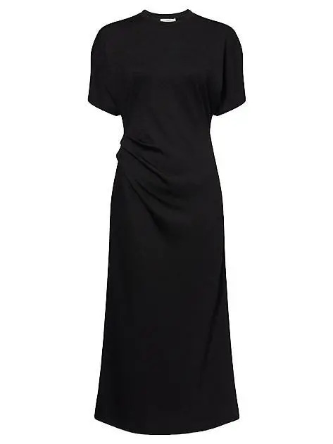 Vince Ruched-side Knit Midi Dress - Black