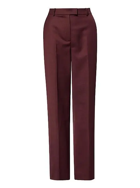 THE FRANKIE SHOP Straight Leg Wool-blend Trousers - Burgundy
