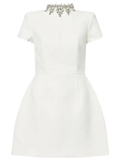 NADINE MERABI Regan Embellished Crepe Mini Dress - White