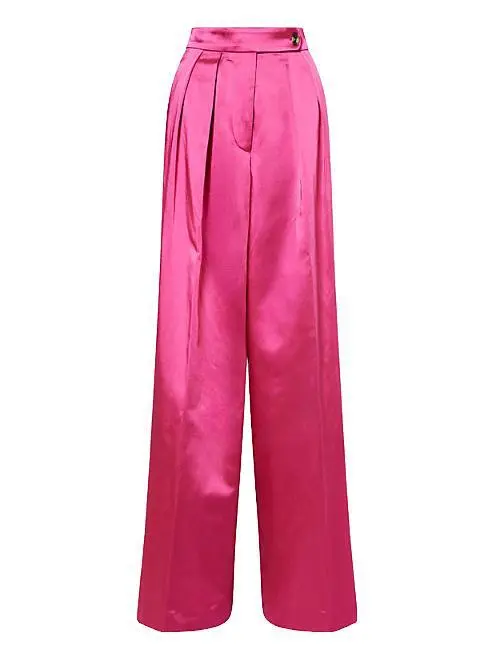 Dries Van Noten Pamplona Wide-leg Satin Trousers - Fuchsia