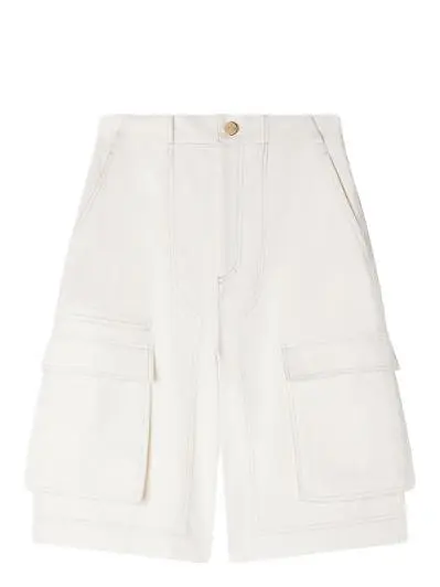 Sandro Wide-leg High-rise Cotton Bermuda Shorts - White