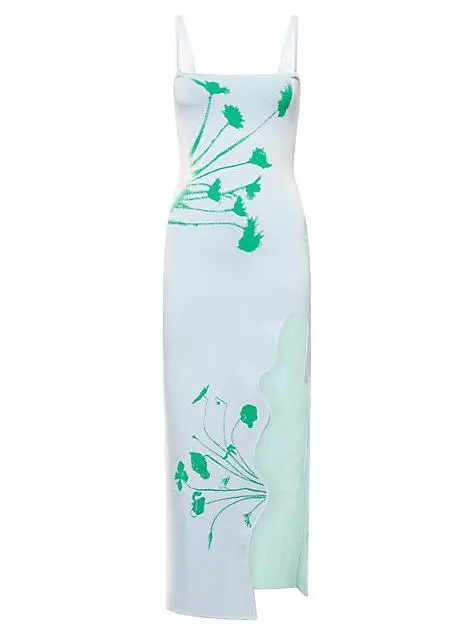 Ph5 Iris Wavy-hem Stretch-knit Dress - Aqua Green