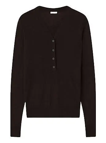 JOSEPH Cashair Cashmere Henley Top - Cocoa