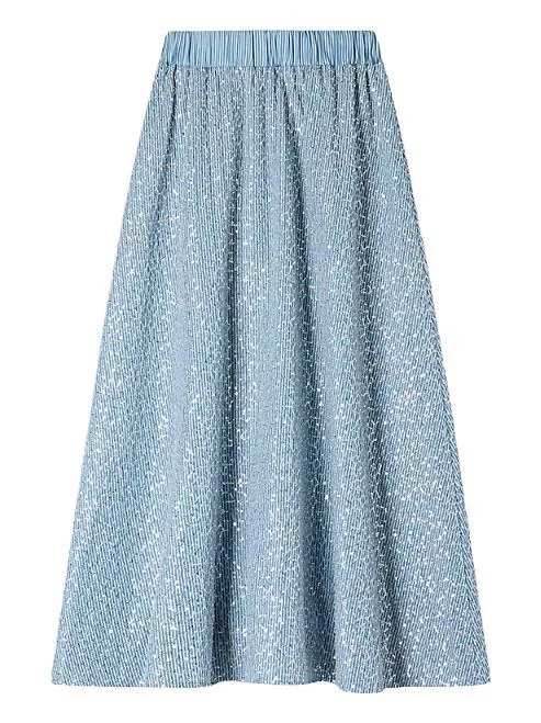 Sandro Sequined Elasticated-waist Woven Maxi Skirt - Blue