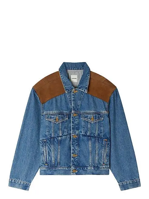 Sandro Relaxed-fit Denim And Suede Jacket - Light Bu Jean