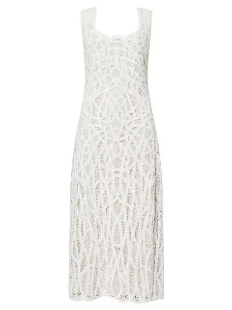 Simkhai Leonora Open-knit Cotton Midi Dress - White