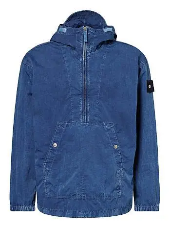 Stone Island Denim-illusion Brand-badge Nylon Parka - Indigo