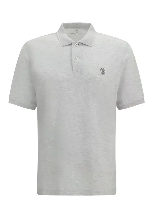Brunello Cucinelli Embroidered Polo Shirt - Grey