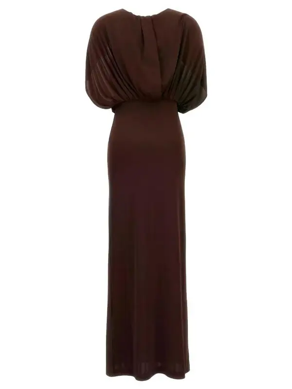 DES_PHEMMES Draped Maxi Dress - Brown