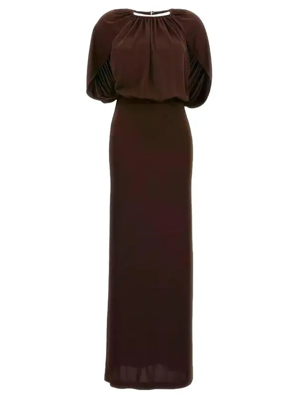 DES_PHEMMES Draped Maxi Dress - Brown