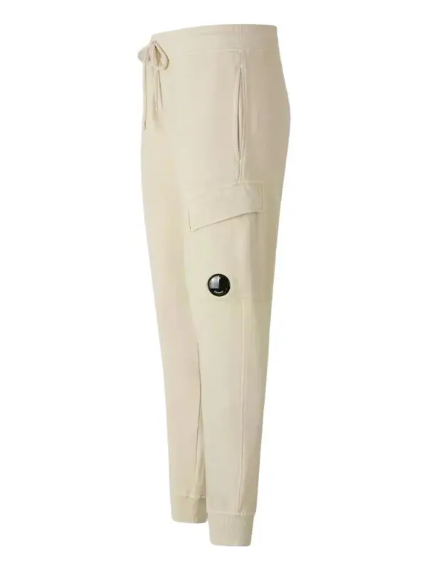 C.P. COMPANY Cotton Diagonal Fleece Cargo Lens Trousers - Neutrals