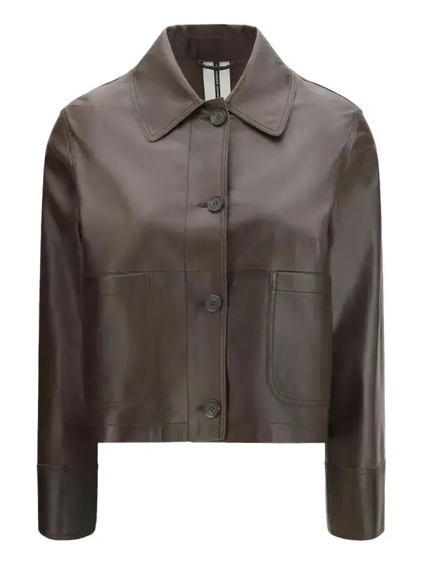 SWORD 6644 Buttoned Leather Jacket - Brown