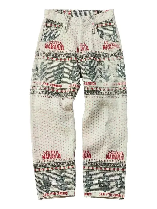 KURO Double Cloth Printed Trousers - Neutrals
