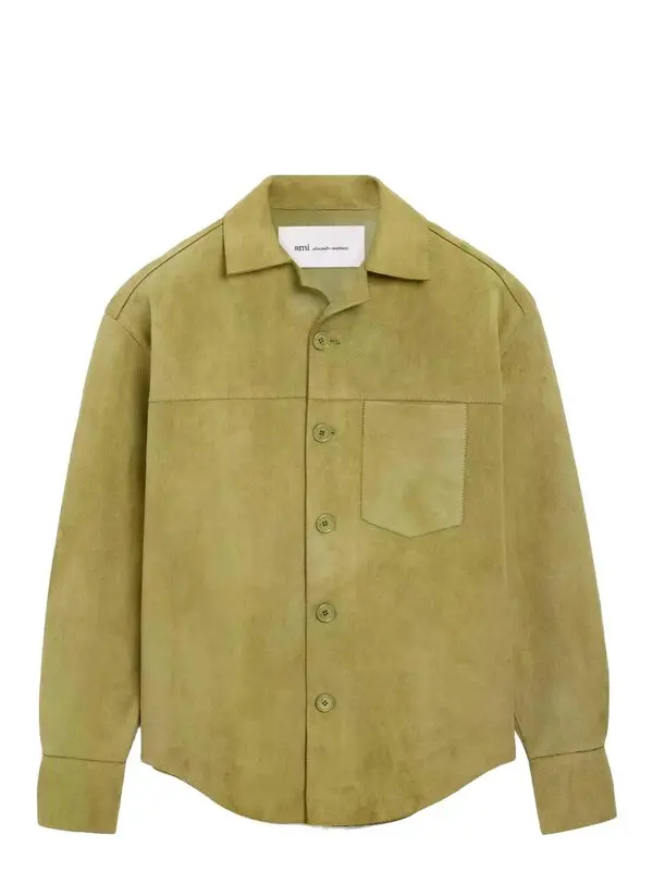 Ami Buttoned Chest-pocket Overshirt - Green