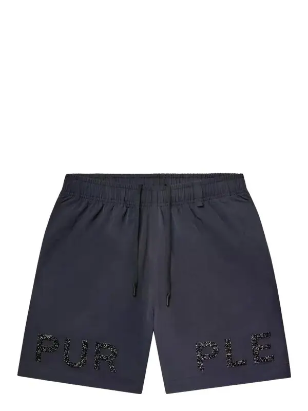 PURPLE BRAND Lettering Drawstring Shorts - Black