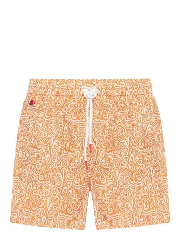 Kiton Floral-print Swim Shorts - Orange