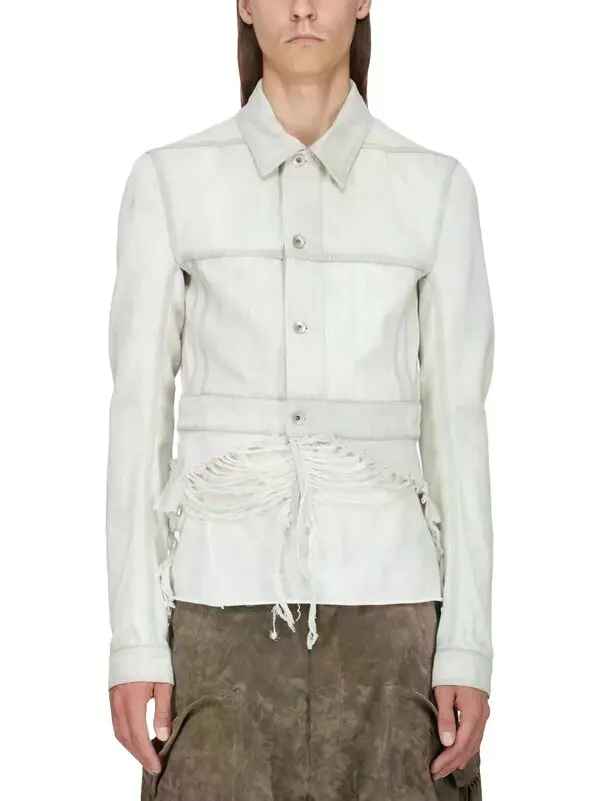 Rick Owens Frayed-detail Overshirt - White