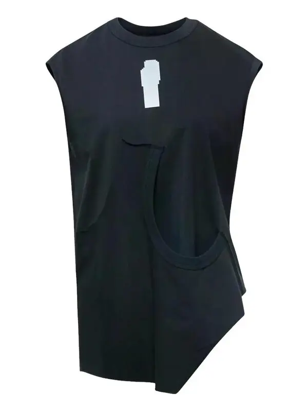 ORDINARY COUTURE CODE Asymmetric Sleeveless Top - Black