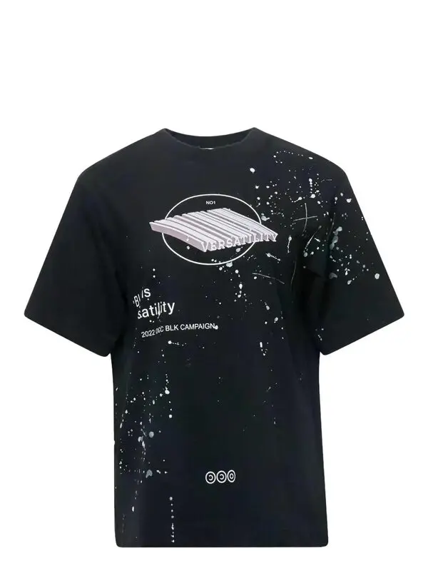 ORDINARY COUTURE CODE Splatter Print T-shirt - Black
