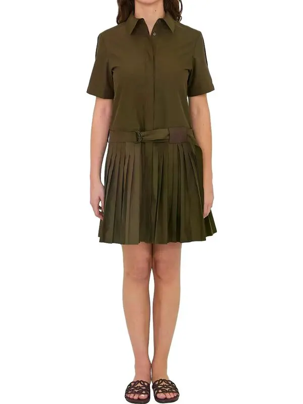 Loewe Pleated Mini Dress - Green