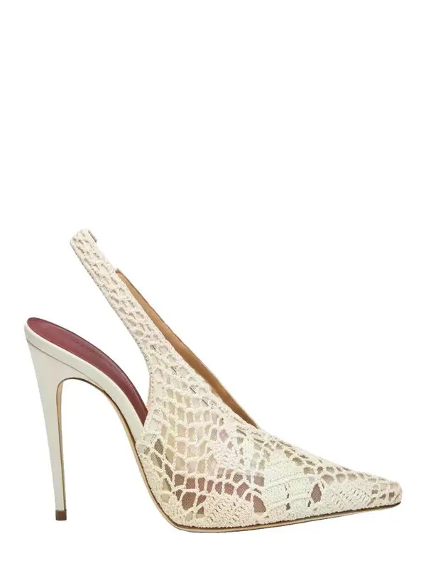 Magda Butrym Lace Overlay Slingback Sandals - White