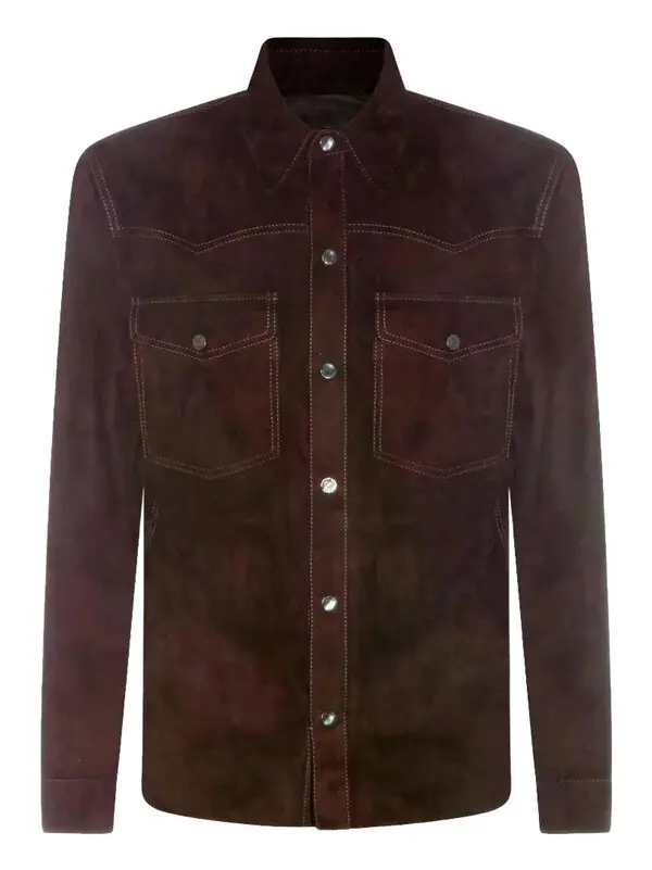 SALVATORE SANTORO Chest-pockets Leather Jacket - Brown