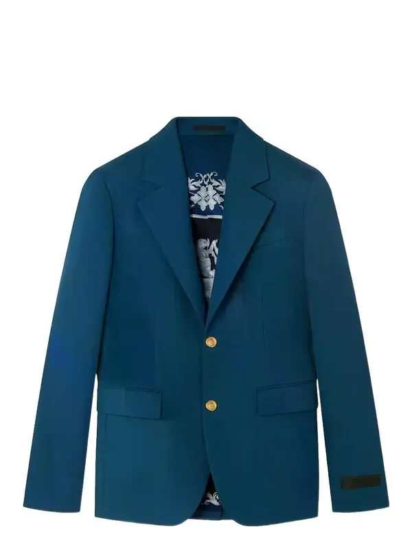Versace Button Logo-patch Blazer - Blue