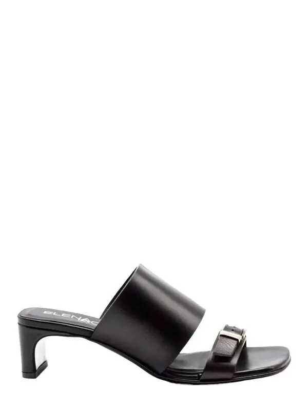 Elena Iachi Buckle Detail Leather Sandals - Black