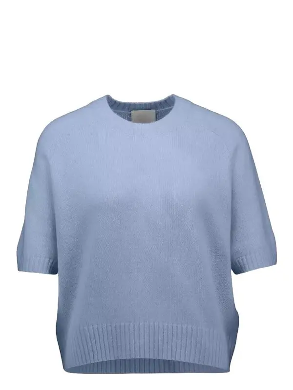 ALLUDE Short-sleeve Cashmere Sweater - Blue