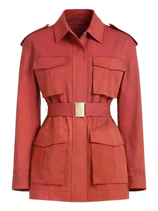 Elie Saab Belted Gabardine Jacket - Red