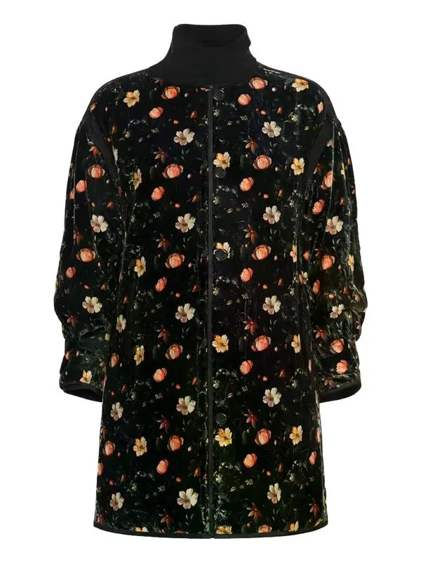 R13 Floral-print Coat - Black