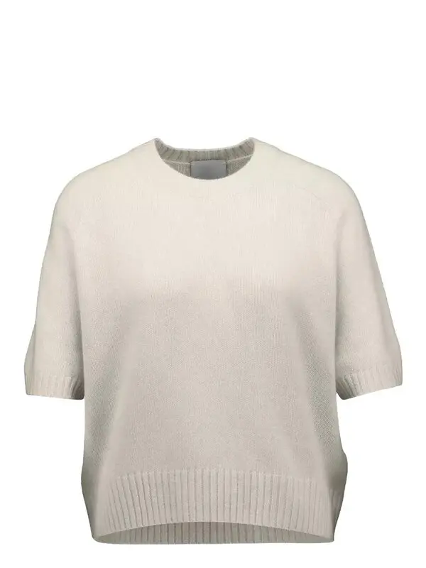 ALLUDE Short-sleeve Cashmere Sweater - Neutrals