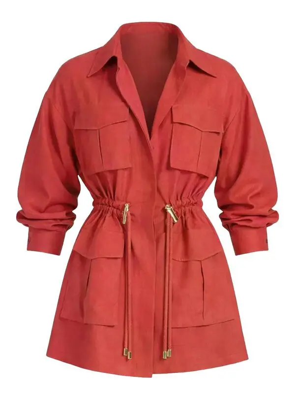 Elie Saab Drawstring Silk Shirt - Red