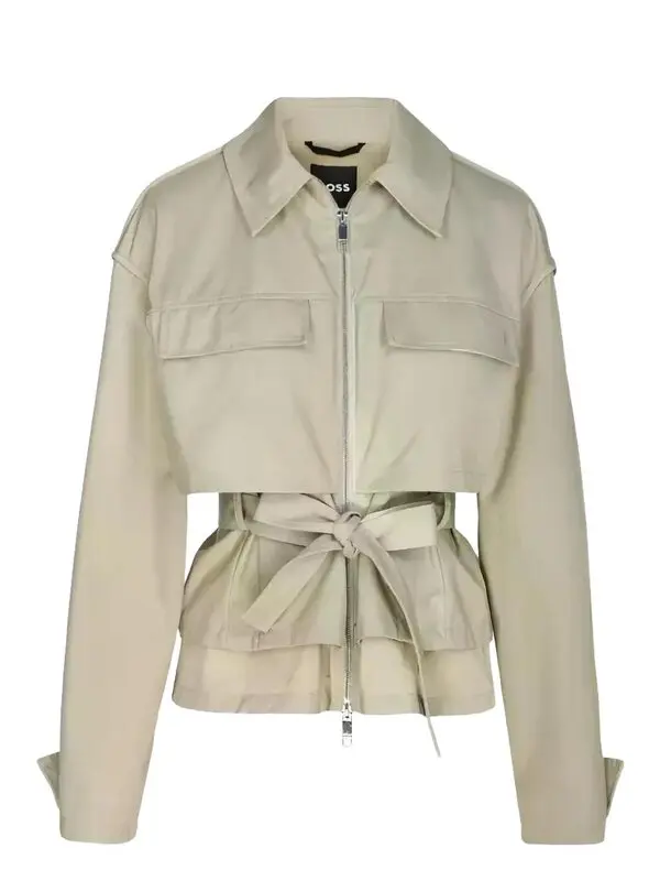 BOSS Belted Long-sleeve Jacket - Neutrals