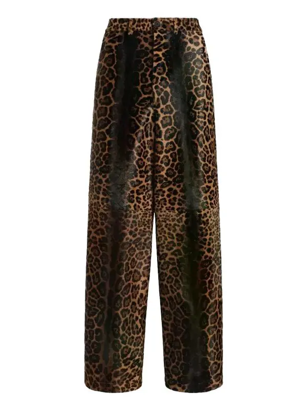 Dolce & Gabbana Leopard-print Calfskin Trousers - Neutrals